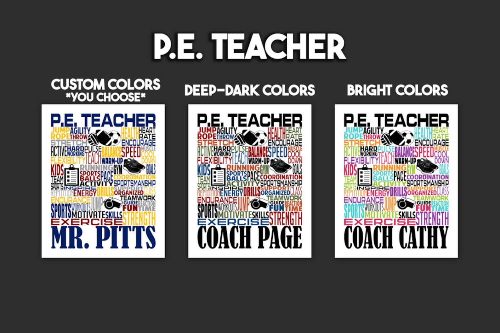 P.E. Teach Poster, P.E. Teacher Sign, Phys Ed Teacher Gift, Gift for ...