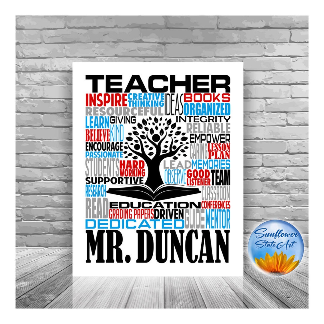 Teacher Appreciation, Personalized Teacher Poster, Teacher Inspiration ...