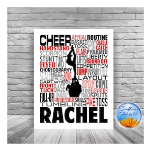 Cheerleading Word Art Cheer Poster Personalized Cheerleader - Etsy