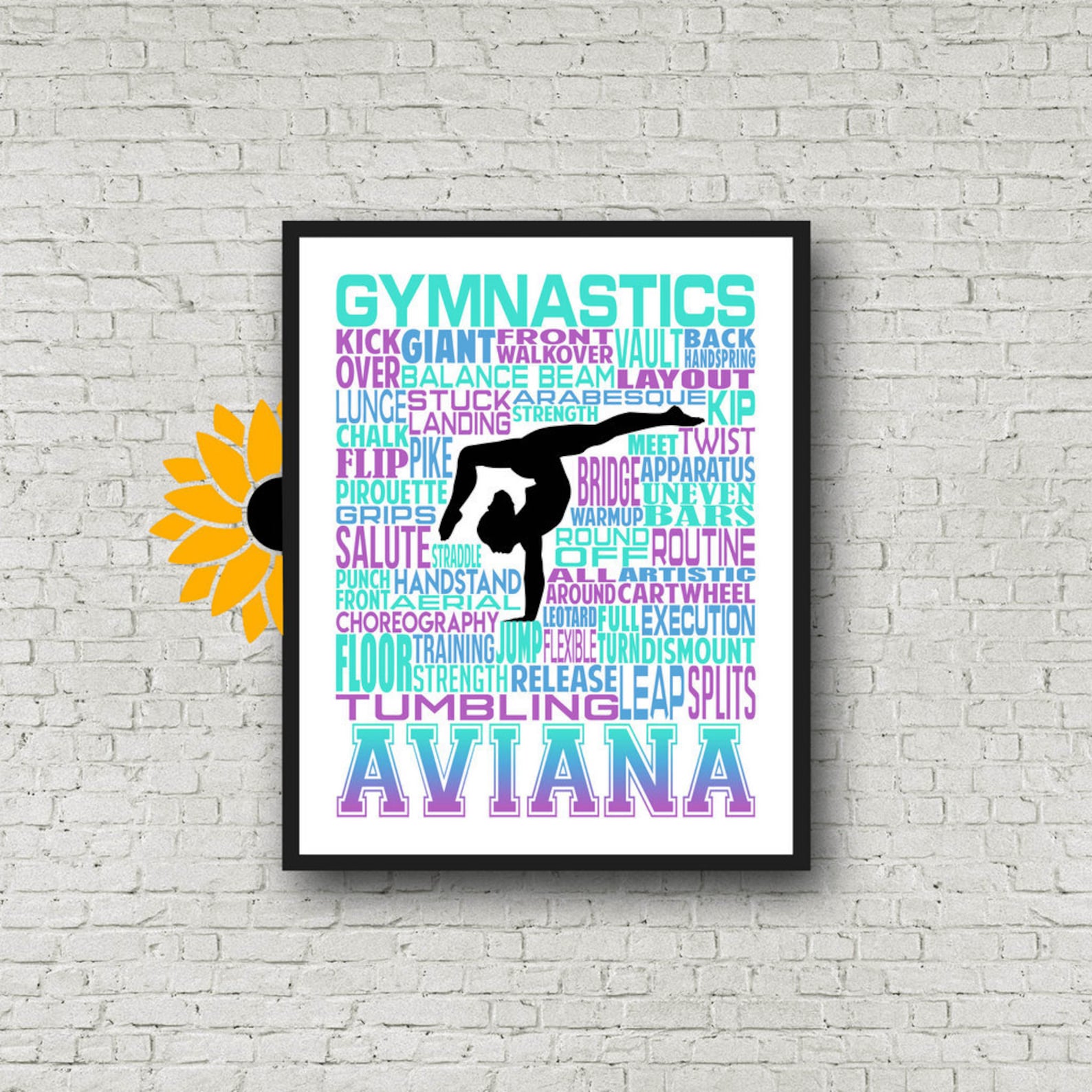 Personalized Gymnastics Poster Gymnastics Typography Gymnast - Etsy