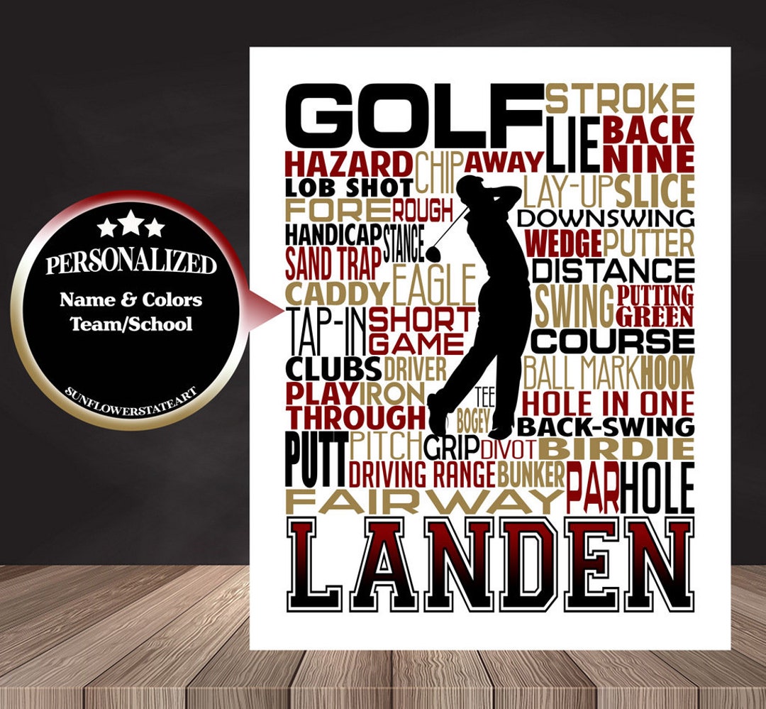 Personalized Golfer Poster, Golfing Print, Golf Art, Typography, Gift ...