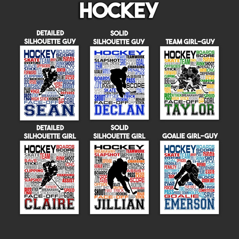 Ice Hockey Poster, Goalie Word Art, Hockey Player Gift, Hockey Team ...