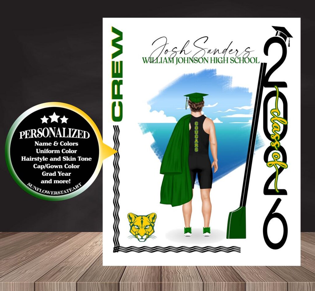 Crew Poster, Crew - Rowing Graduation Gift, Senior Night Gift ...