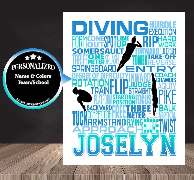 Diving Poster, Diver Word Art Sign, Gift for Diver, Diving Team Gift - Etsy