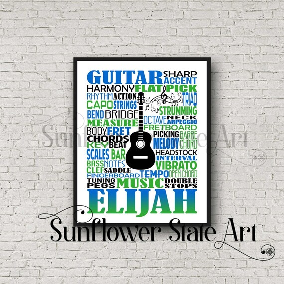 Guitar Typography Personalized Guitar Poster Guitar Player | Etsy