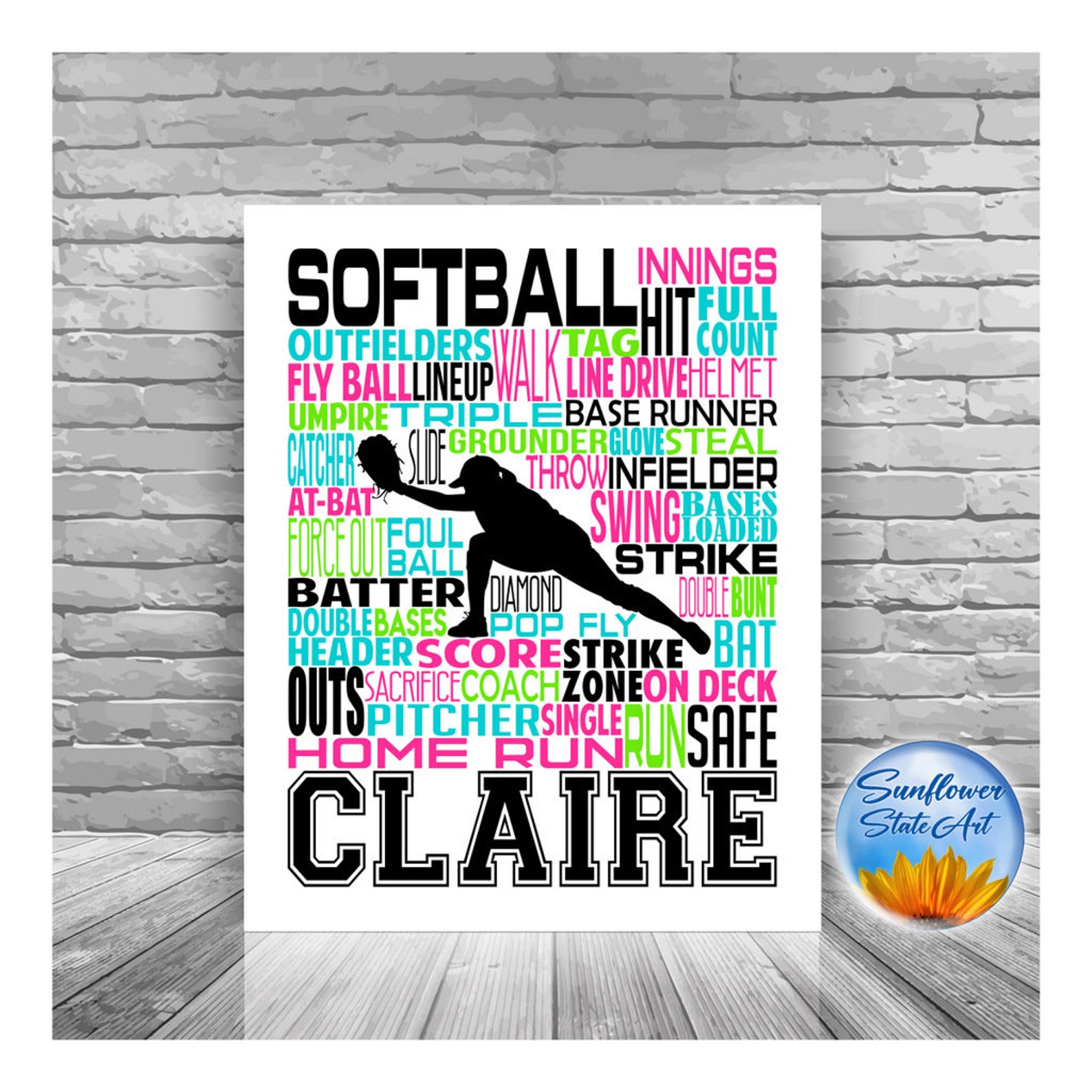 Softball Gift Softball Art Softball Word Art Softball - Etsy