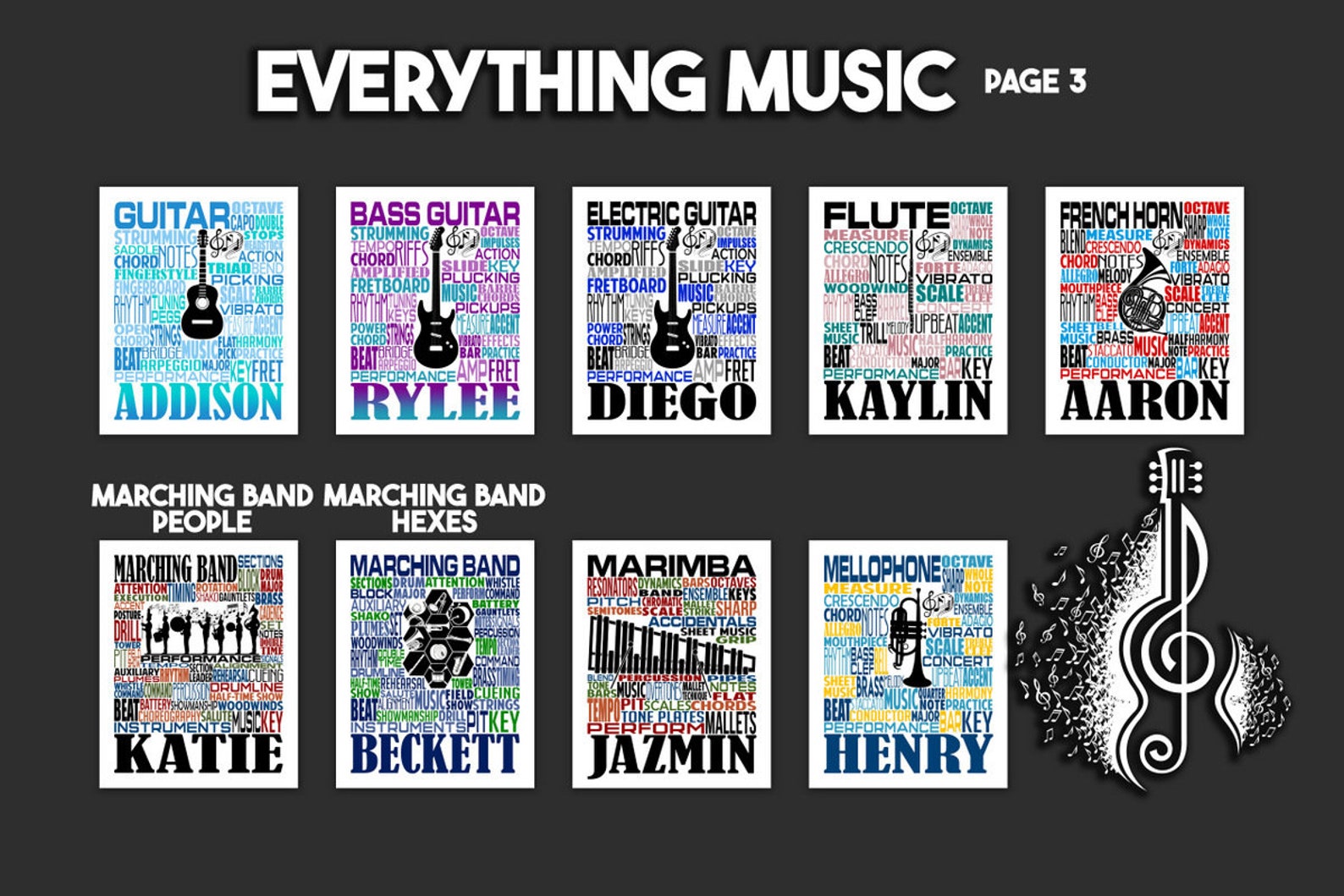 Music Word Art Poster, Band Teacher Appreciation Gift, End of Year ...