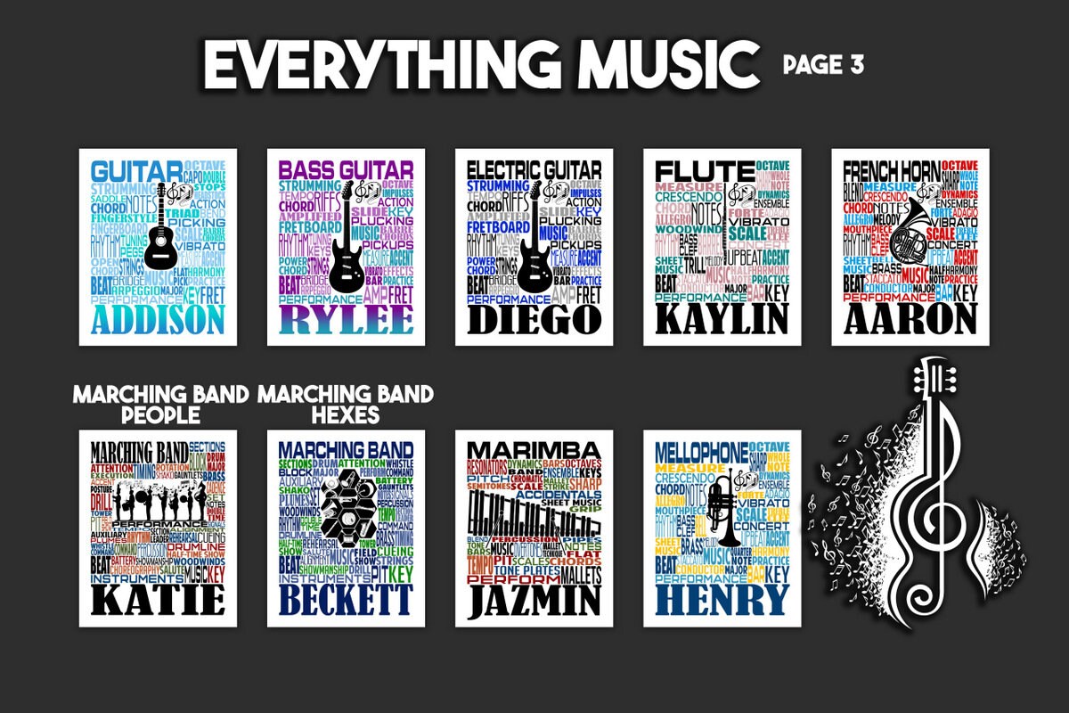 Music Word Art Poster, Band Teacher Appreciation Gift, End of Year ...