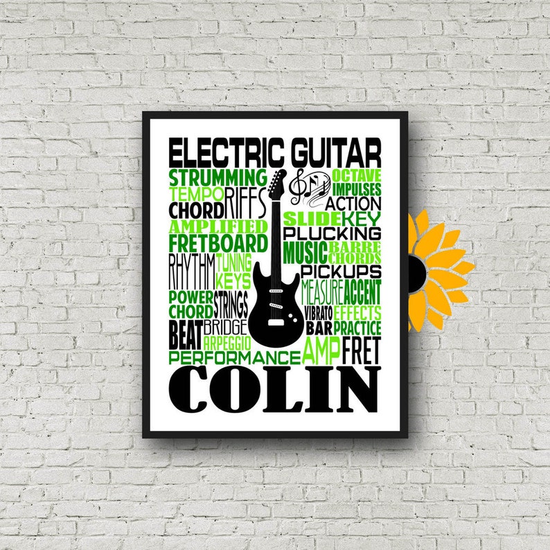 Personalized Electric Guitar Poster Guitar Typography Guitar | Etsy