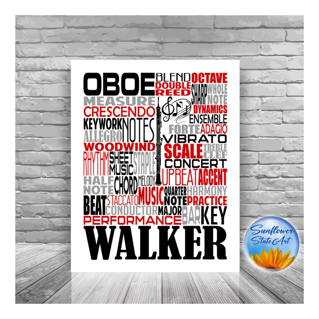 Personalized Oboe Poster Oboe Typography Oboe Player Gift - Etsy