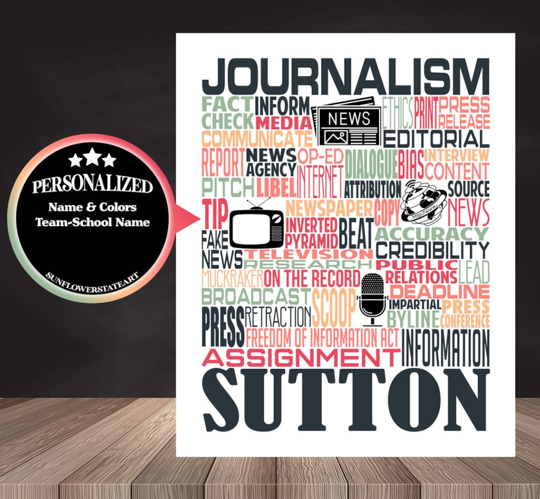 Personalized Journalism Poster, Gift for Journalism Teacher, Journalist ...