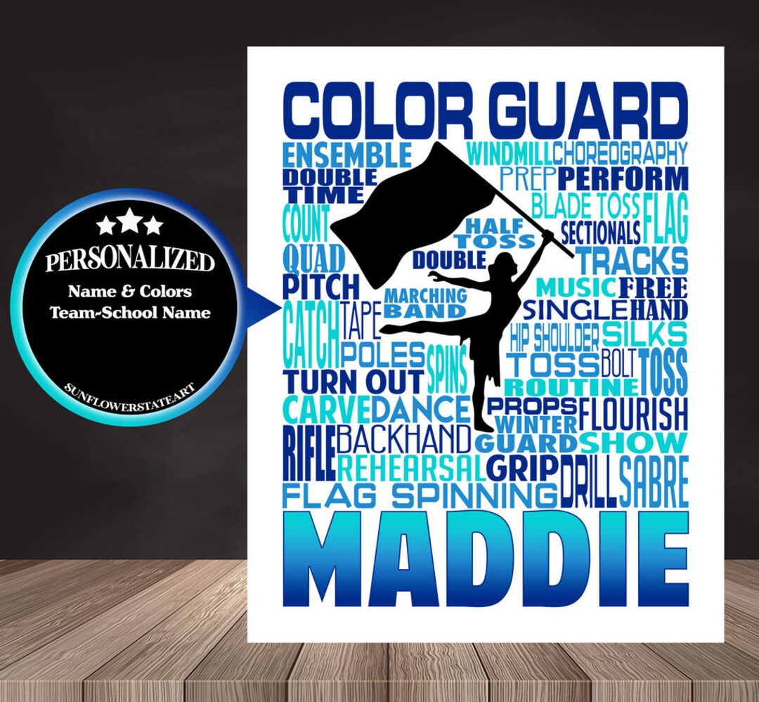 Color Guard Poster, Color Guard Word Art Sign, Gift for Color Guard ...