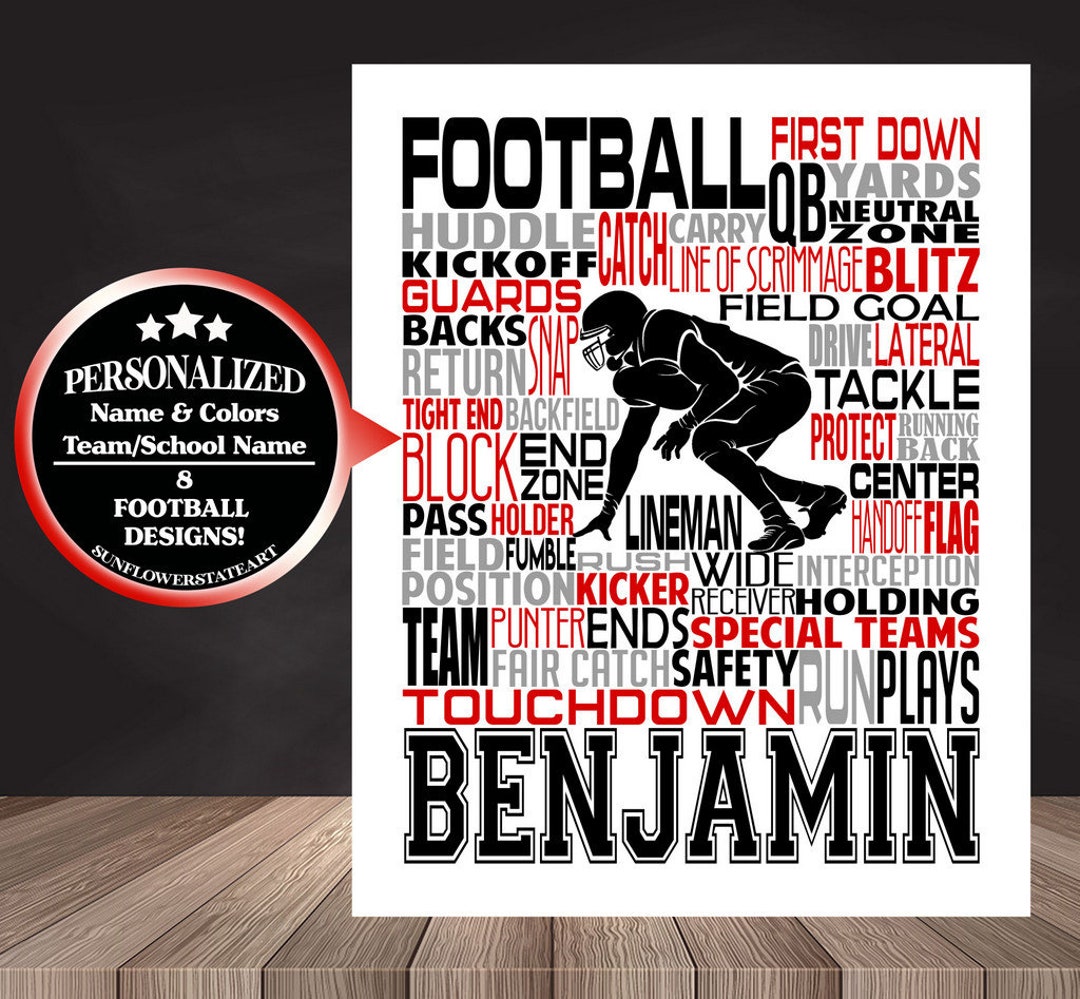 Football Sign, Football Personalized Print, Football Word Art, Football ...
