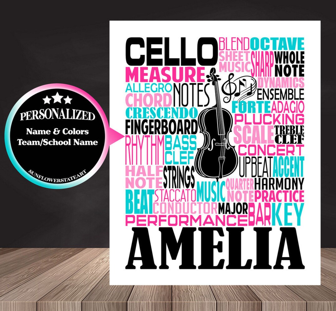 Personalized Cello Poster, Cello Typography, Cello Player Gift, Cello ...