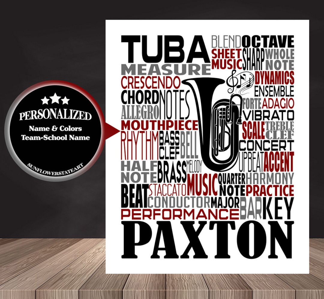 Tuba Poster, Personalized Tuba Sign, Tuba Player Gift, Tuba Gift, Band ...