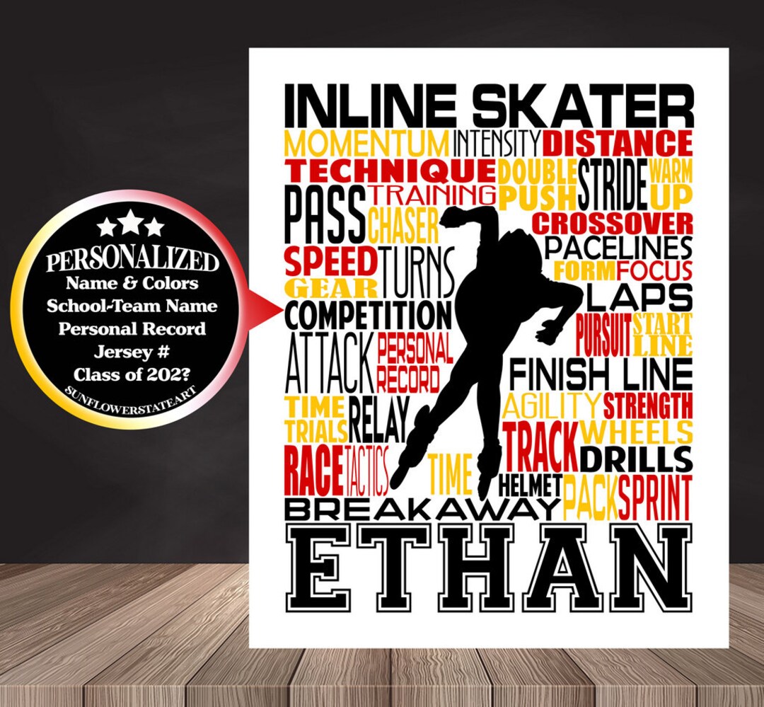 Inline Speed Skating Poster, Inline Speed Skater Gift, Speed Skating ...