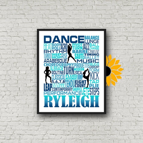 Dance Typography Poster Gift for Dancer Dance Team Art | Etsy