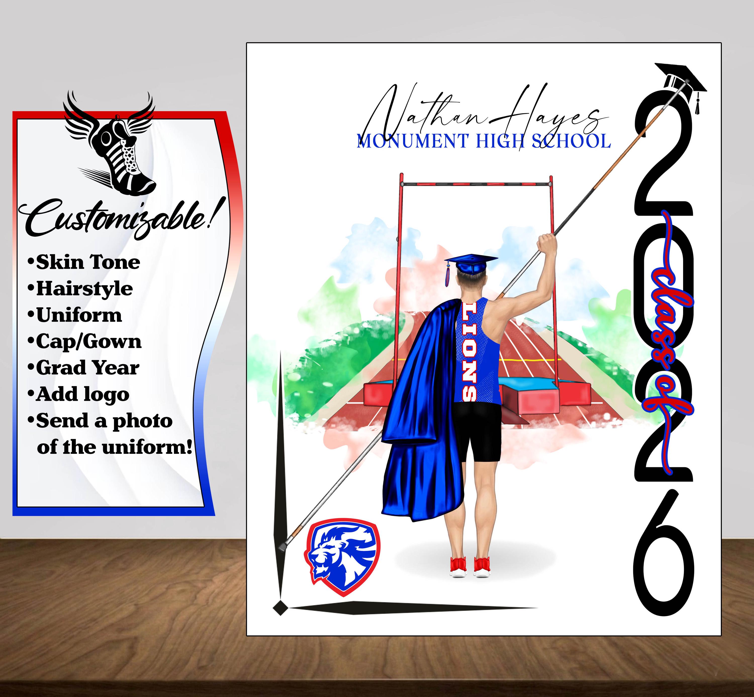 Track & Field Poster, Pole Vault Sign, Track and Field Graduation Gift ...