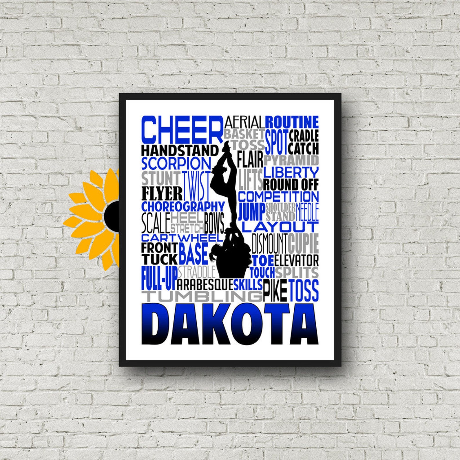 Cheerleader Poster Personalized Cheerleader Art Summit Cheer | Etsy