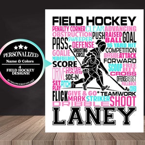Field Hockey Poster, Personalized Field Hockey Gift, Field Hockey Word ...