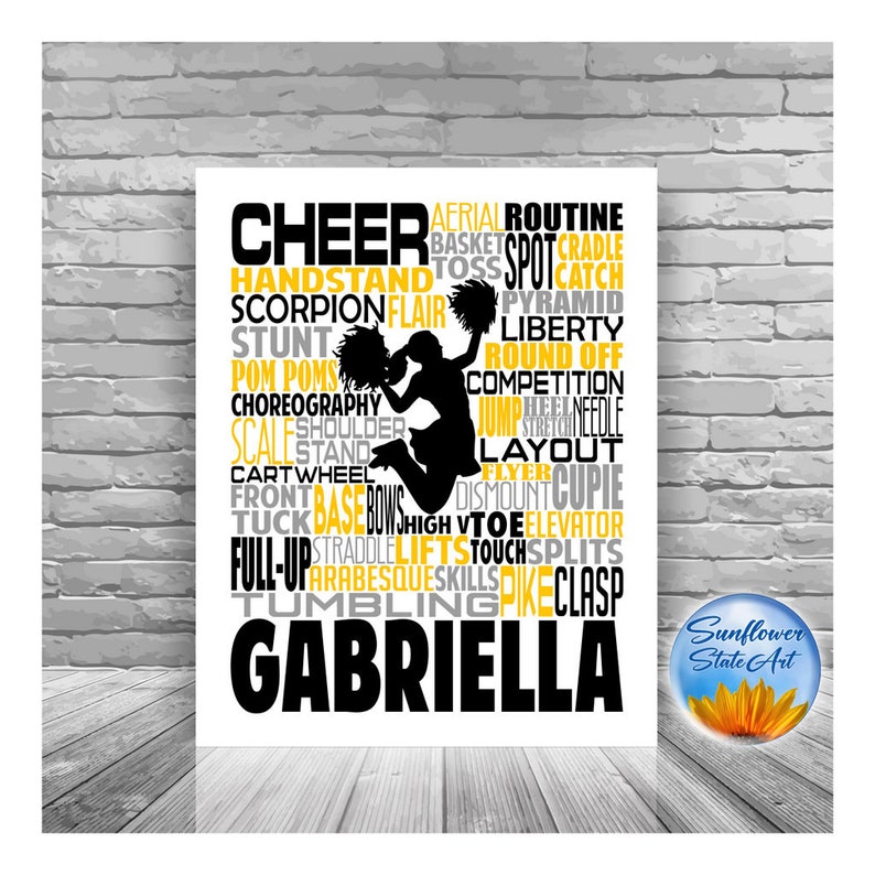 Cheerleading Word Art Cheer Poster Personalized Cheerleader - Etsy