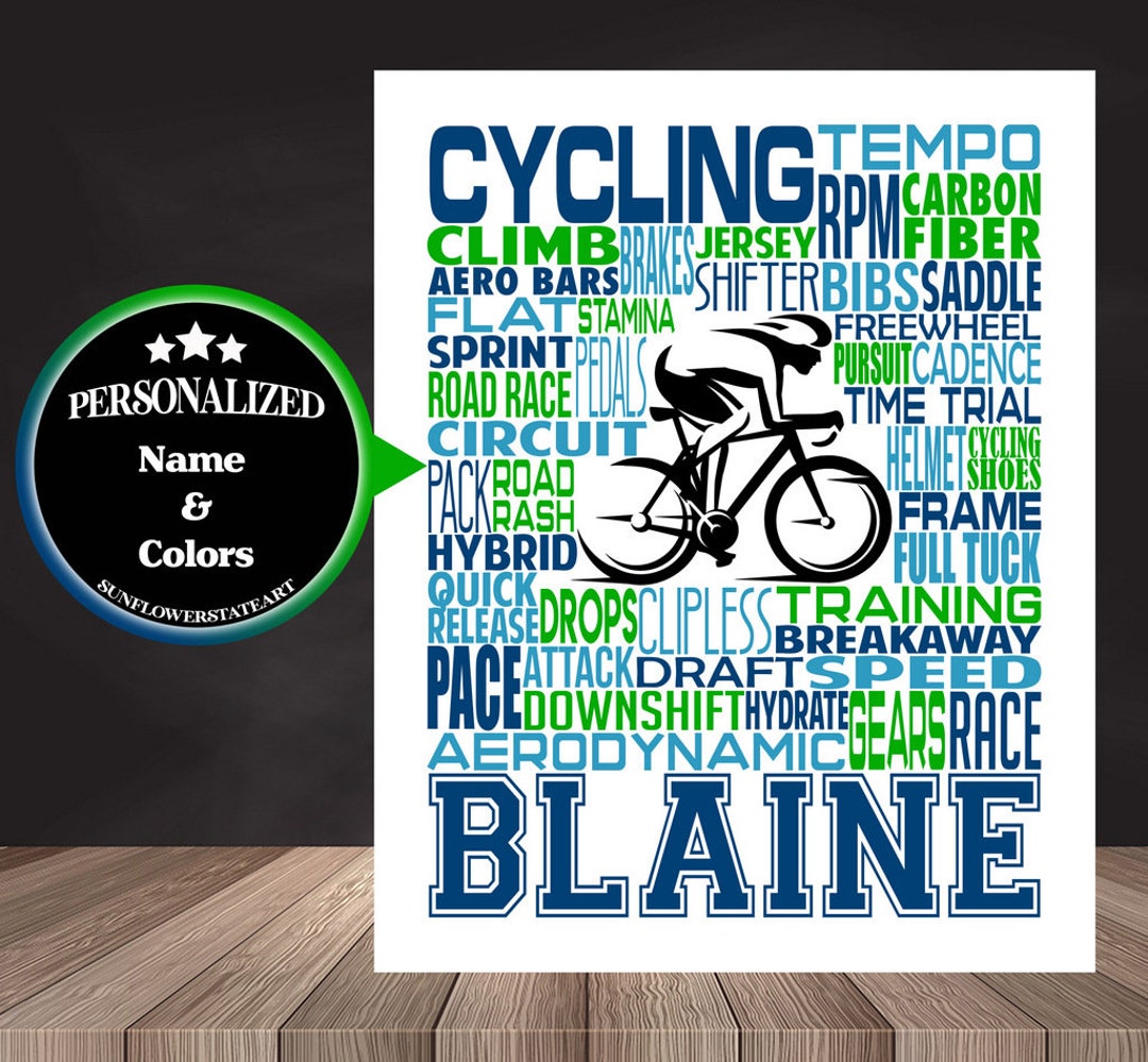Cycling Poster, Cyclist Word Art Sign, Bicycling Gift, Bicyclist Gift ...