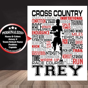 Cross Country Gift, Cross Country Word Art Sign, Personalized XC Poster ...