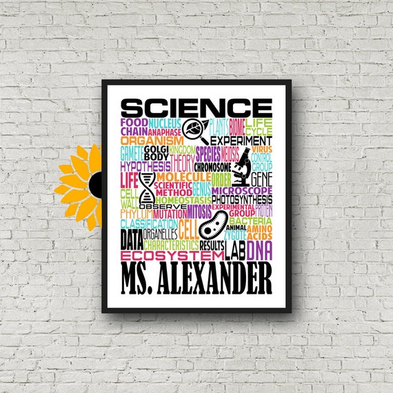 Personalized Science Teacher Poster Science Typography - Etsy