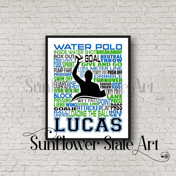 Water Polo Typography Personalized Water Polo Poster Gift | Etsy