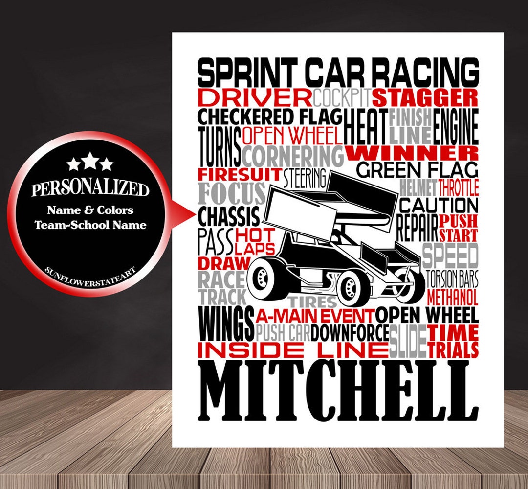 Sprint Car Poster, Sprint Car Gift, Sprint Car Word Art, Gift for ...