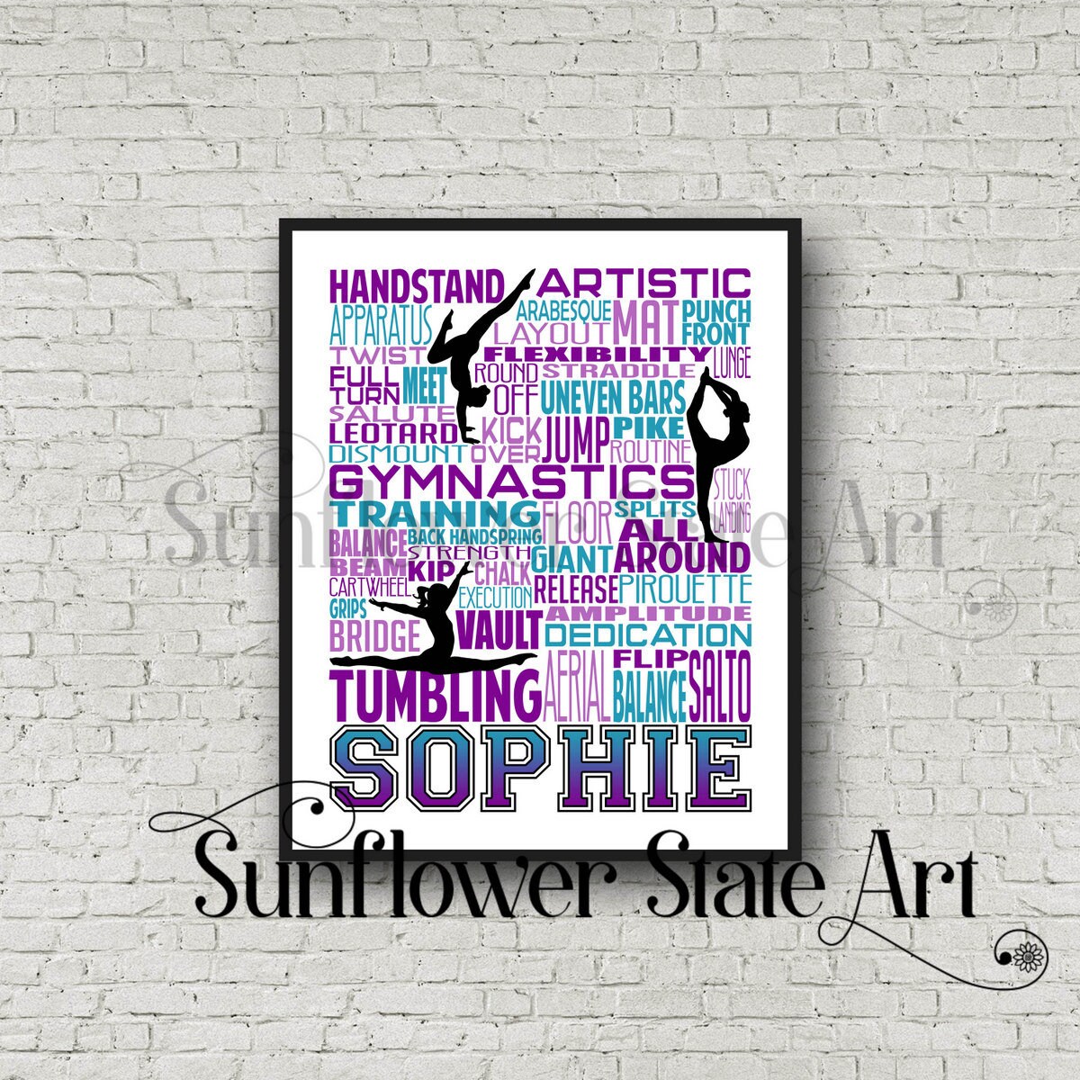 Personalized Gymnastics Poster Typography Gymnast Gift Gift | Etsy