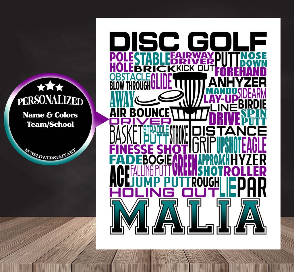 Disc Golf Poster, Disc Golf Gift, Disc Golf Word Art Sign, Gift for ...