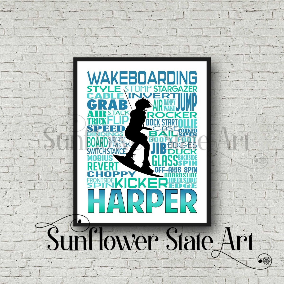 Personalized Wakeboarding Poster Wakeboarder Poster Gift for | Etsy