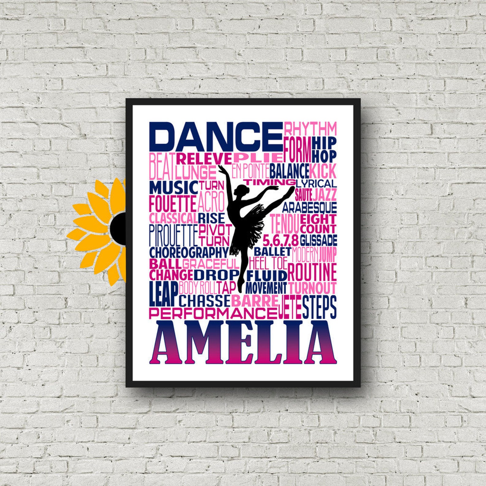 Dance Typography Gift for Dancer Personalized Dance Poster | Etsy