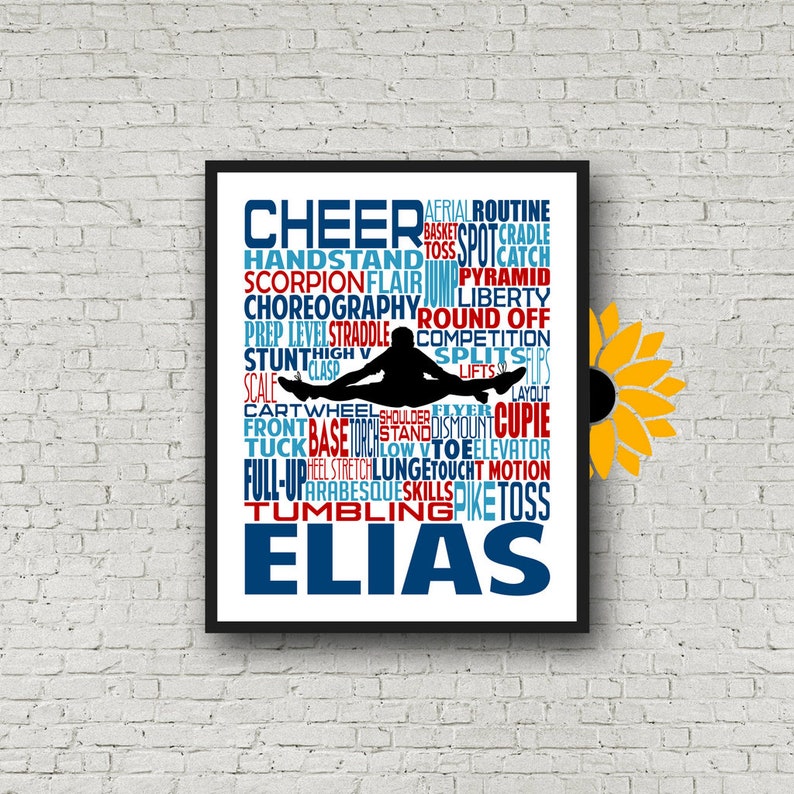 Cheerleader Poster Personalized Cheerleader Art Summit Cheer | Etsy