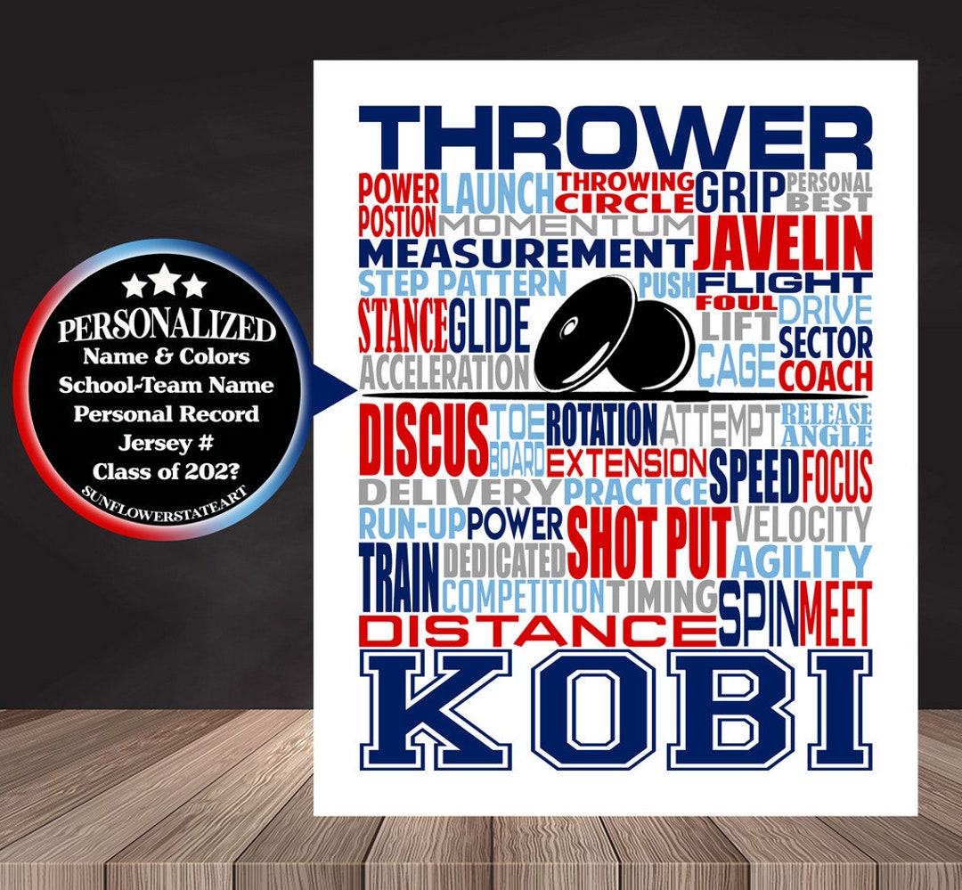 Shot Put, Discus, Javelin Thrower, Personalized Shot Put Thrower Poster ...