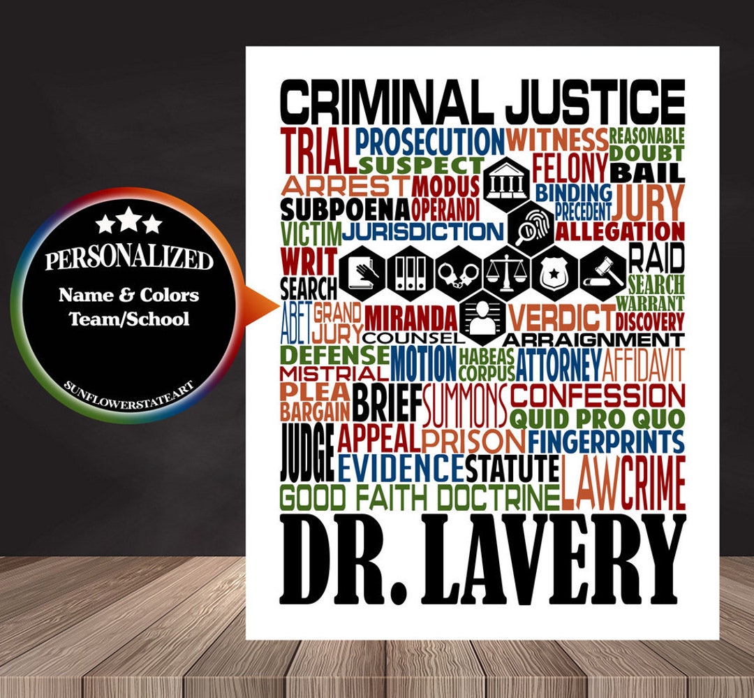 Gift for Criminal Justice Teacher, Personalized Criminal Justice Poster ...