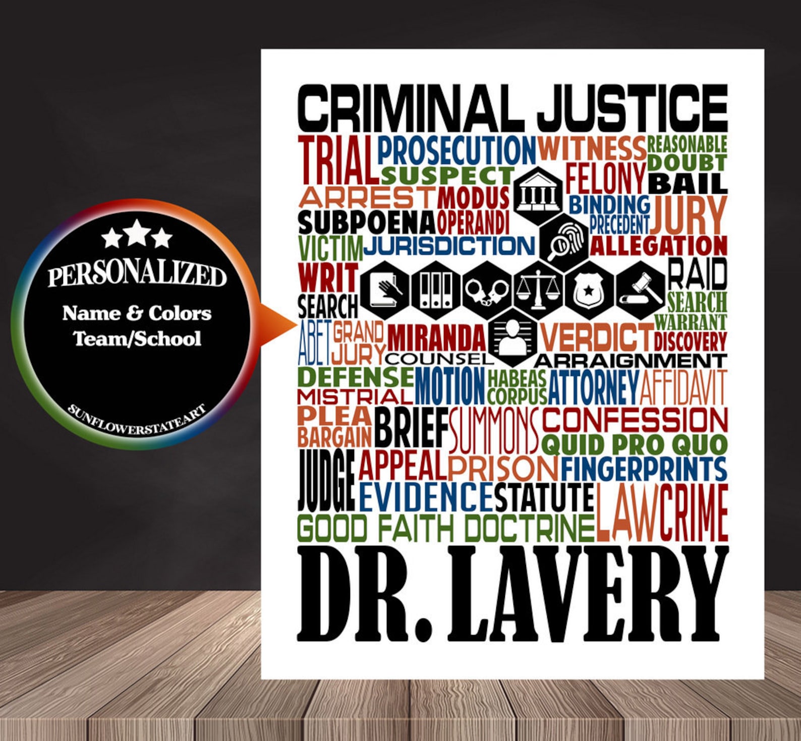 Criminal Justice Teacher Poster, Personalized Criminal Justice Sign ...