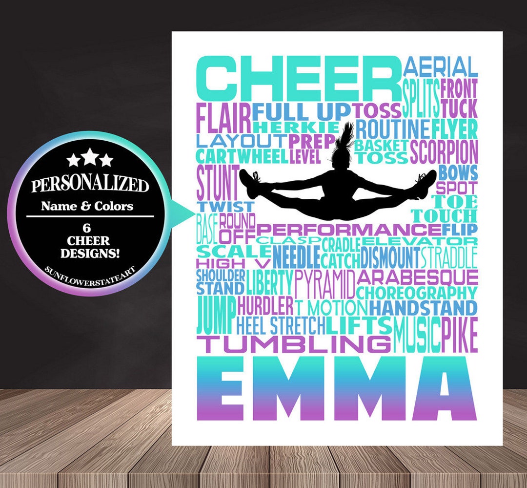 Cheer Gift, Personalized Cheerleader Art, Summit Cheer Gifts, Gift for ...