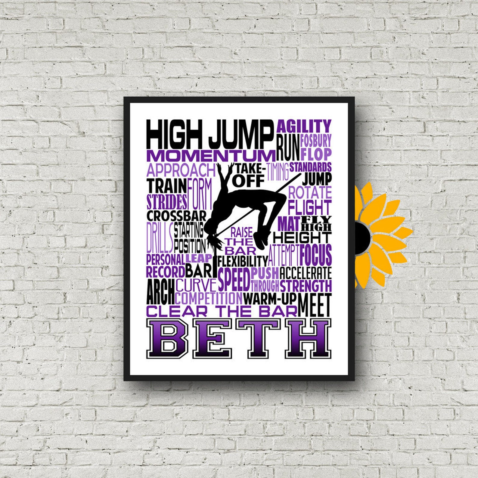 High Jump Typography Personalized High Jump Poster Gift for | Etsy