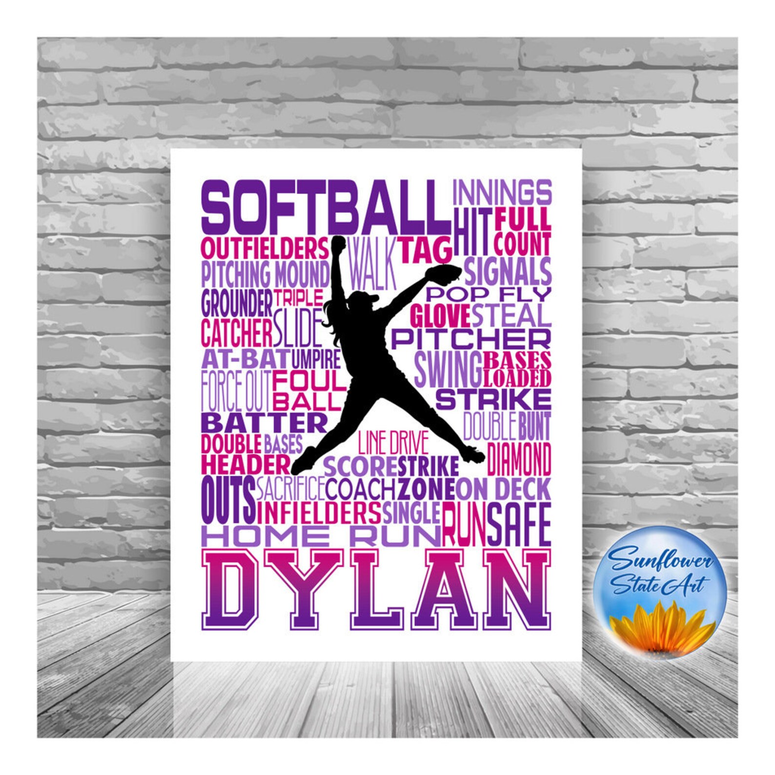 Personalized Softball Poster Typography Softball Gift Ideas - Etsy