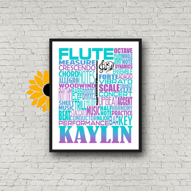 Personalized Flute Poster Flute Typography Flute Player - Etsy