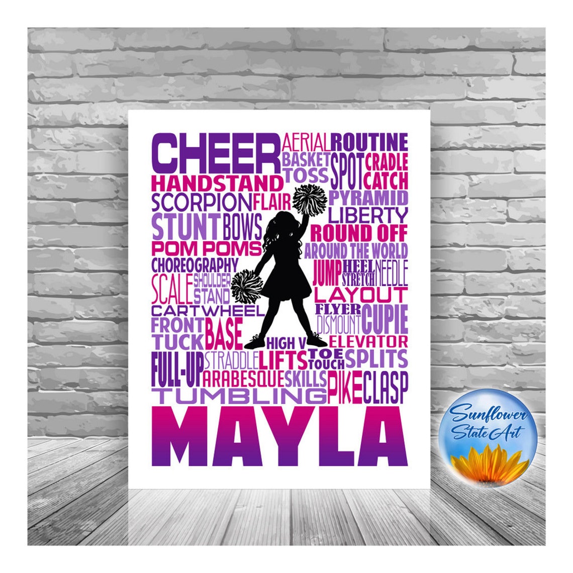 Cheerleader Art Cheerleading Gift Gift for Cheerleaders - Etsy