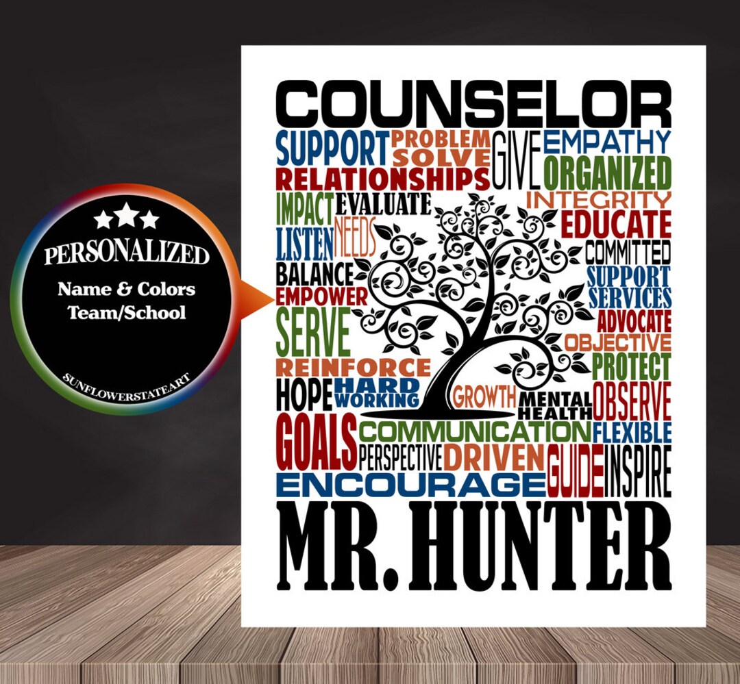 Counselor Poster, Personalized Family Counselor Art, Counselor Word Art ...