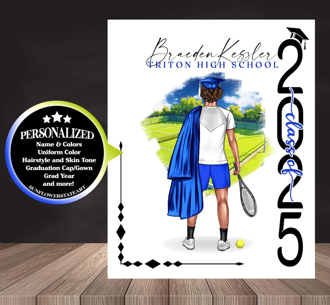 Tennis Poster, Tennis Graduation Gift, Senior Night Gift, Graduation ...