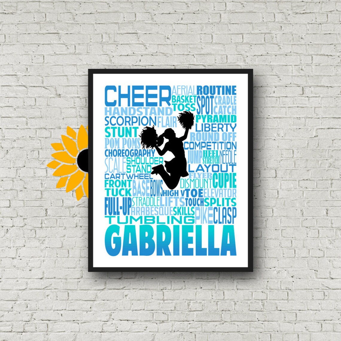 Cheerleader Poster Personalized Cheerleader Art Summit Cheer | Etsy