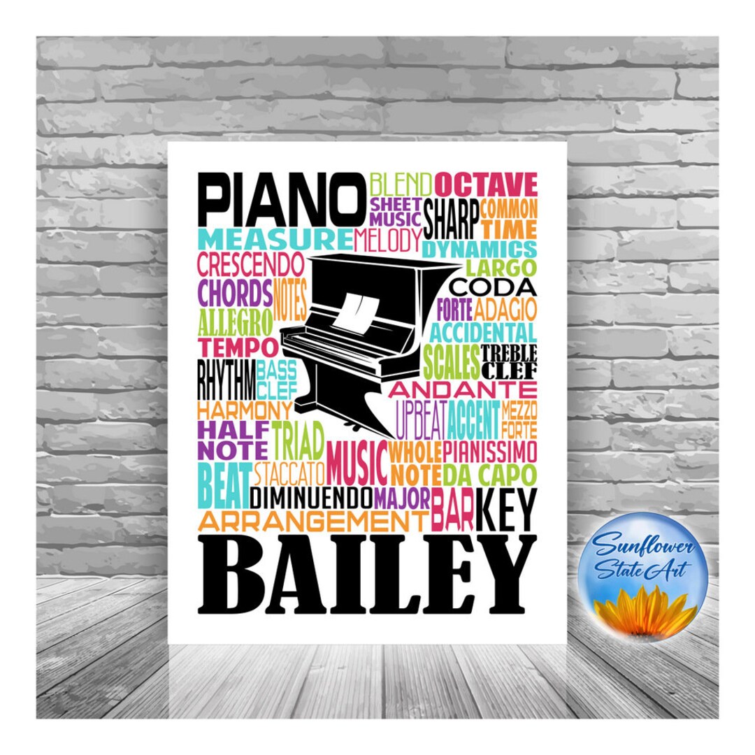 Piano Typography, Personalized Piano Poster, Piano Art, Piano Gift ...