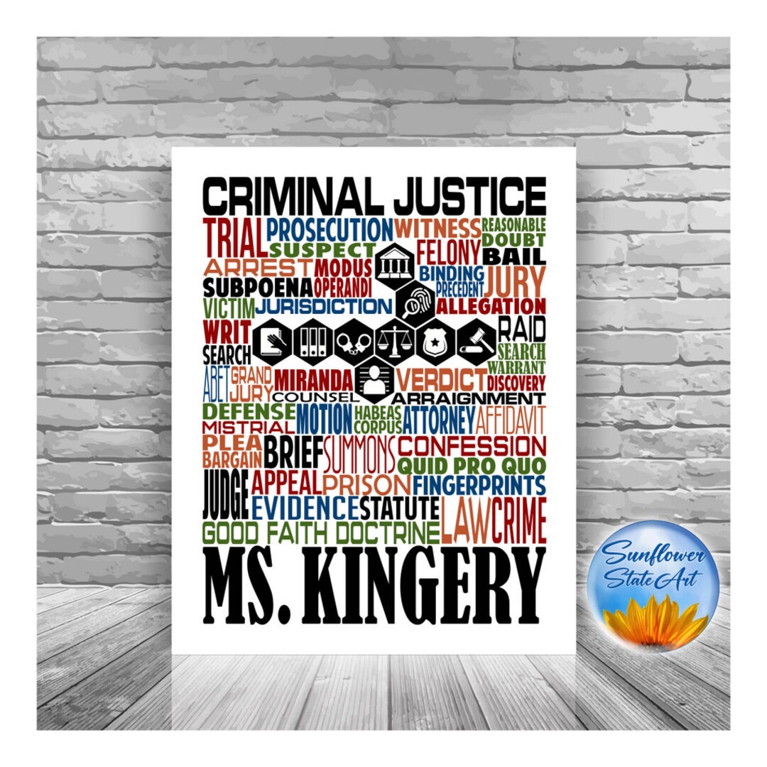 Gift for Criminal Justice Teacher, Personalized Criminal Justice Poster ...