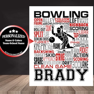 Bowling Poster, Bowler Word Art, Bowling Print, Bowler Gift, Bowling ...