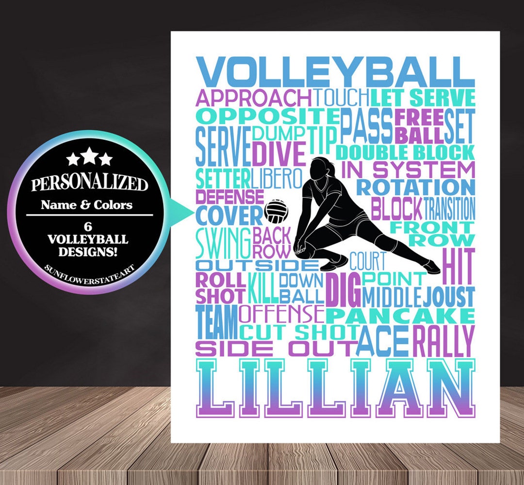 Volleyball Poster, Personalized Volleyball Sign, Volleyball Word Art ...